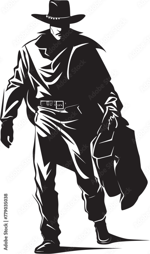 Dusty Trail Desperado Cartoon Cowboy Robber Emblem Western Whimsy ...