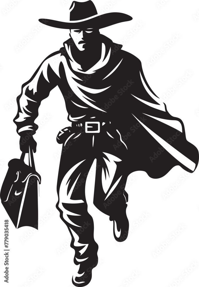Western Wandering Cartoon Cowboy Robber Vector Logo Dusty Trails and ...