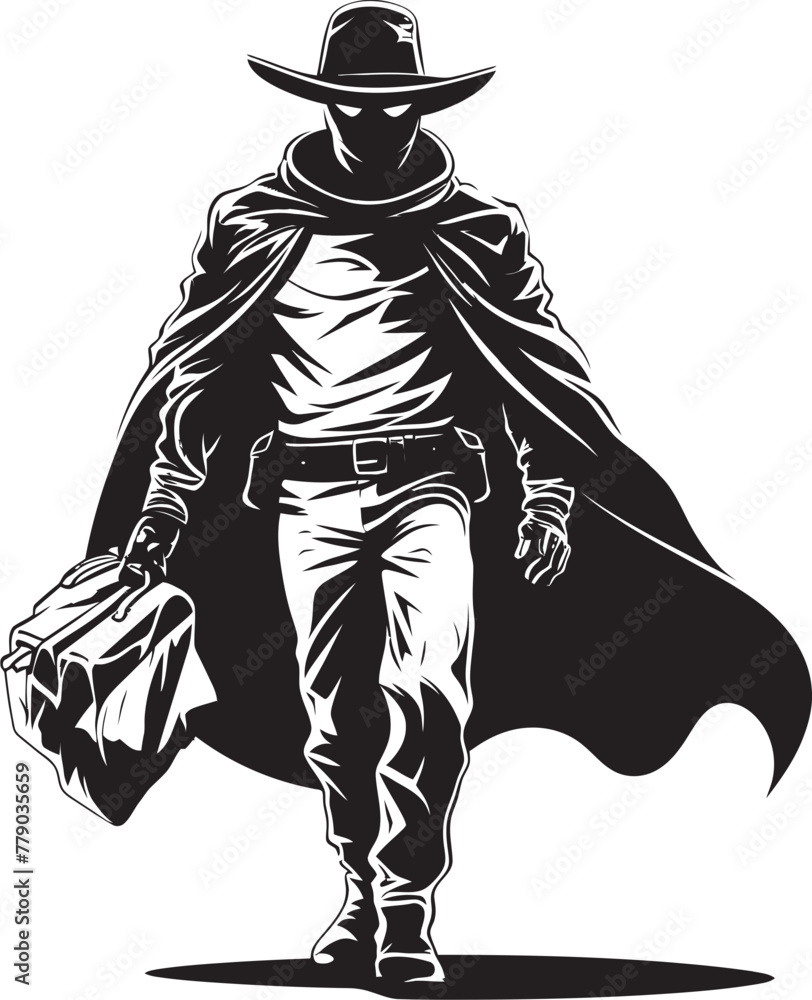 Lawless Legend Masked Cowboy Robber Vector Logo Design Gunfighter ...