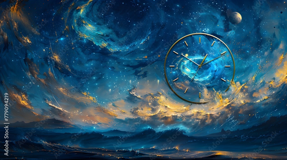Celestial Timepiece A Cosmic Clock Painting the Starry Night Sky with ...