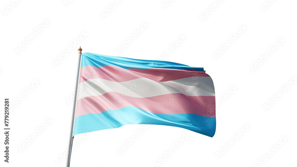transgender flag on a transparent background, waving in the wind, trans ...