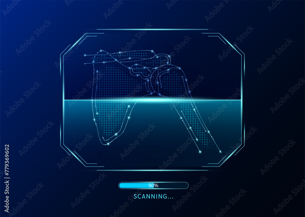 Shoulder joint bone scanning radar screen. Medical technology health ...