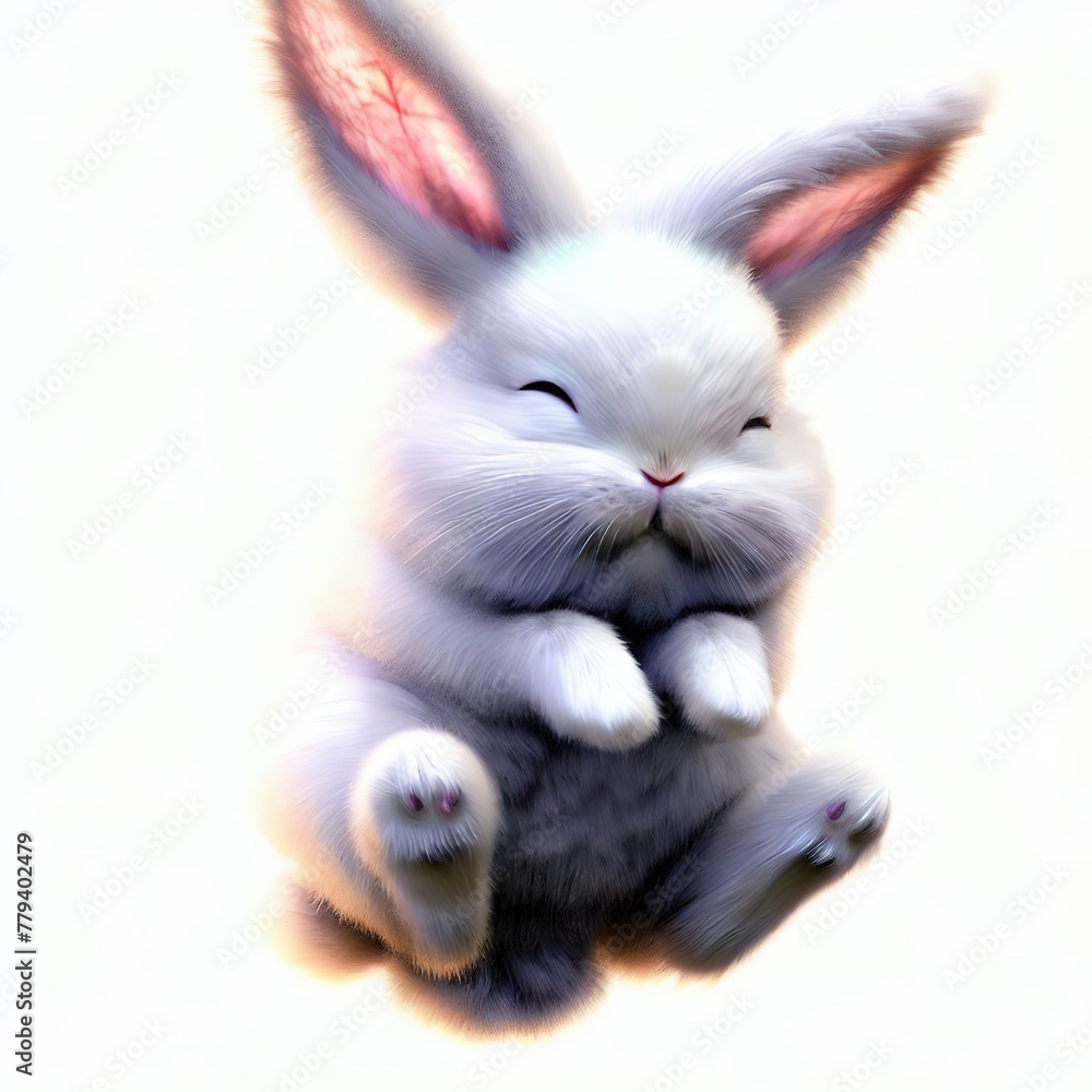 3D furry forest animal with beautiful colors and white background. with ...