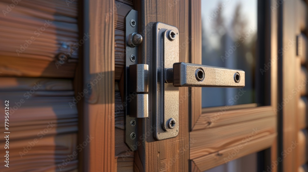 Innovative small cabin hook latch highlighted in a close-up, merging ...