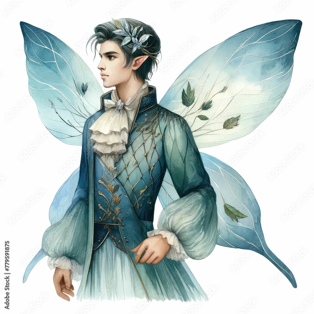 Stock-Illustration „Fairy king with a majestic presence. watercolor ...
