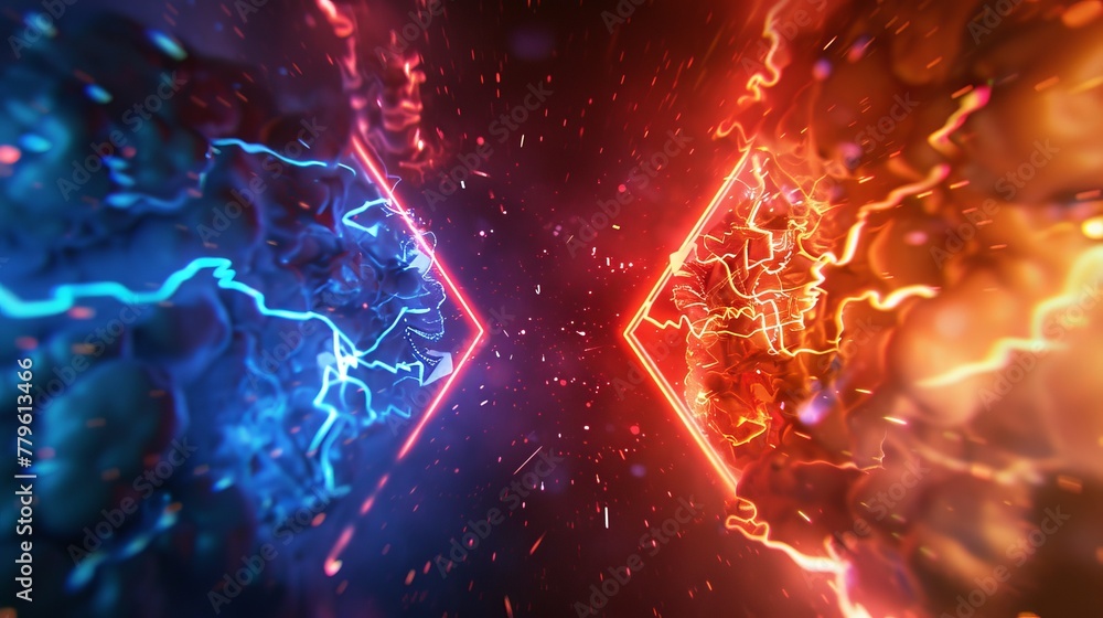 A versus logo set against a holographic background with lightning and ...