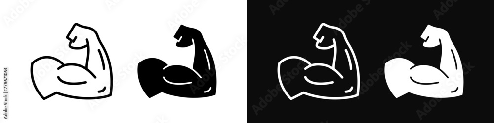 Muscle icon. Bicep symbol. Strong arm vector illustration. Gym logo ...