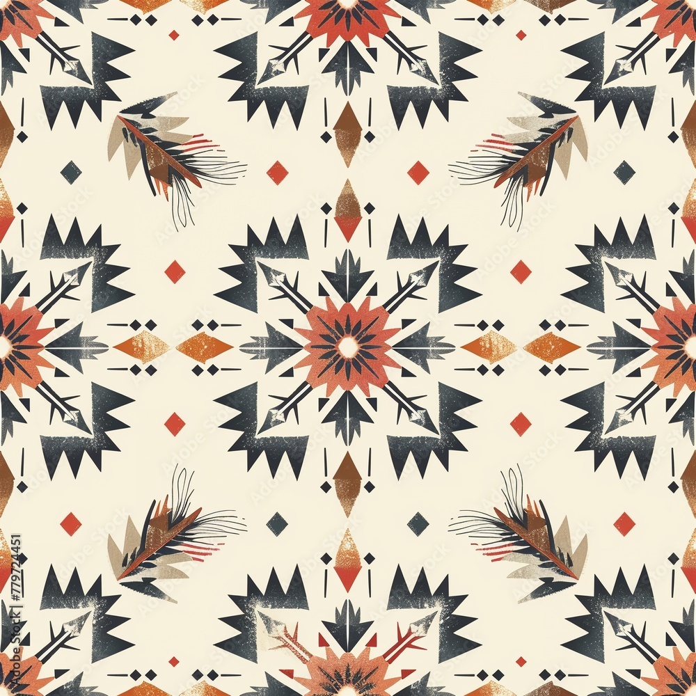 Seamless tile design with Native American tribal patterns, suitable for ...