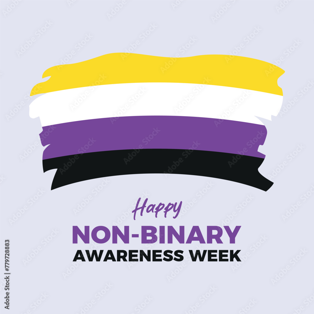 Happy Non-Binary Awareness Week poster vector illustration. Non-Binary ...