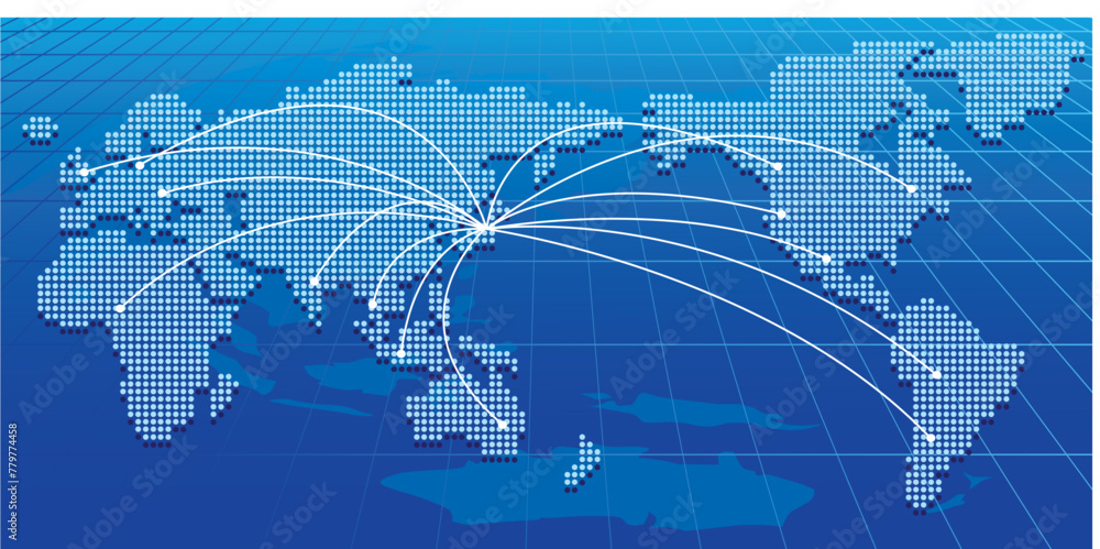 Digital map of Asia Japan global network business data transfer ...