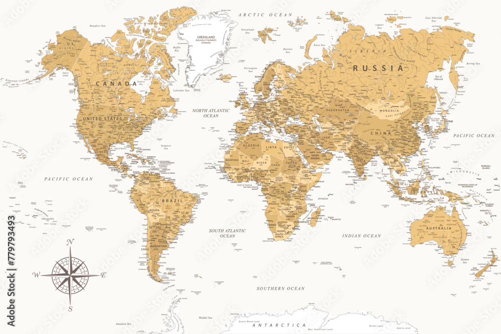 Image vectorielle Stock World Map - Highly Detailed Vector Map of the ...