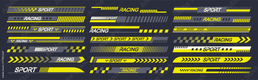 Sports Car Stickers Feature Vector Designs With Symbols Of Speed ...