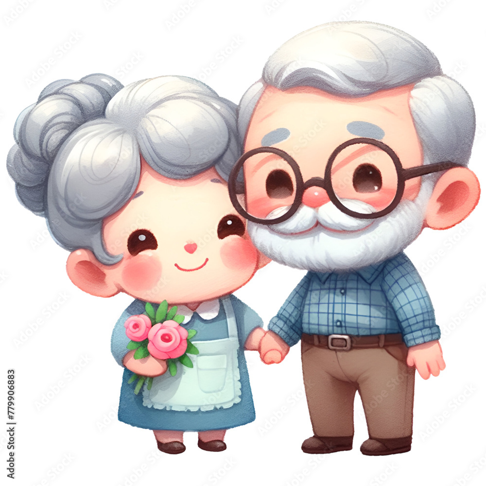 Ilustración de Stock Watercolor Grandparents Clipart Set, old ladies ...