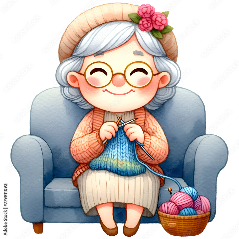 Cute Grannies Clipart, Watercolor Funny Old Lady Clipart, Granny ...