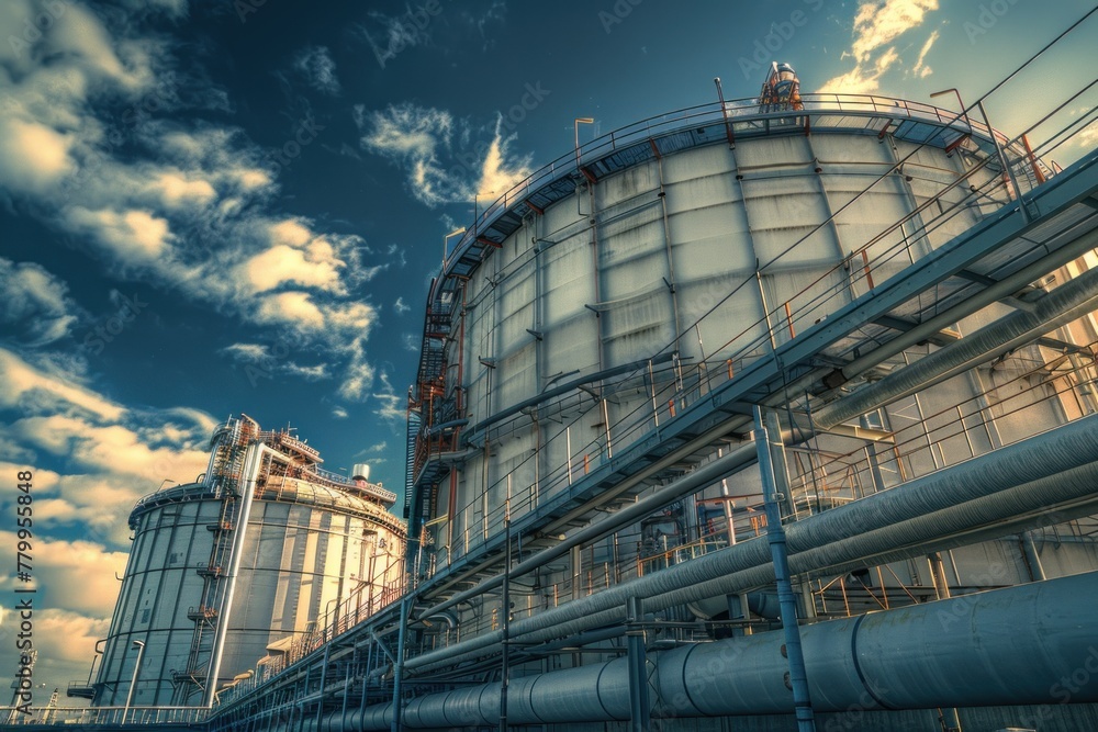 Oil refinery plant from industry zone, Aerial view oil and gas ...