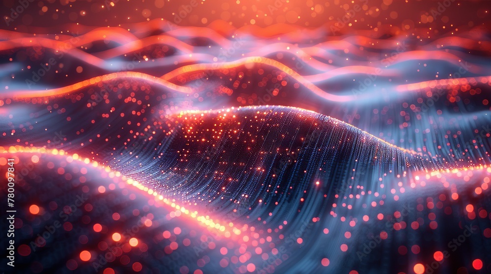 Cyber big data flow. Blockchain data fields. Network line connect stream. Concept of AI ...