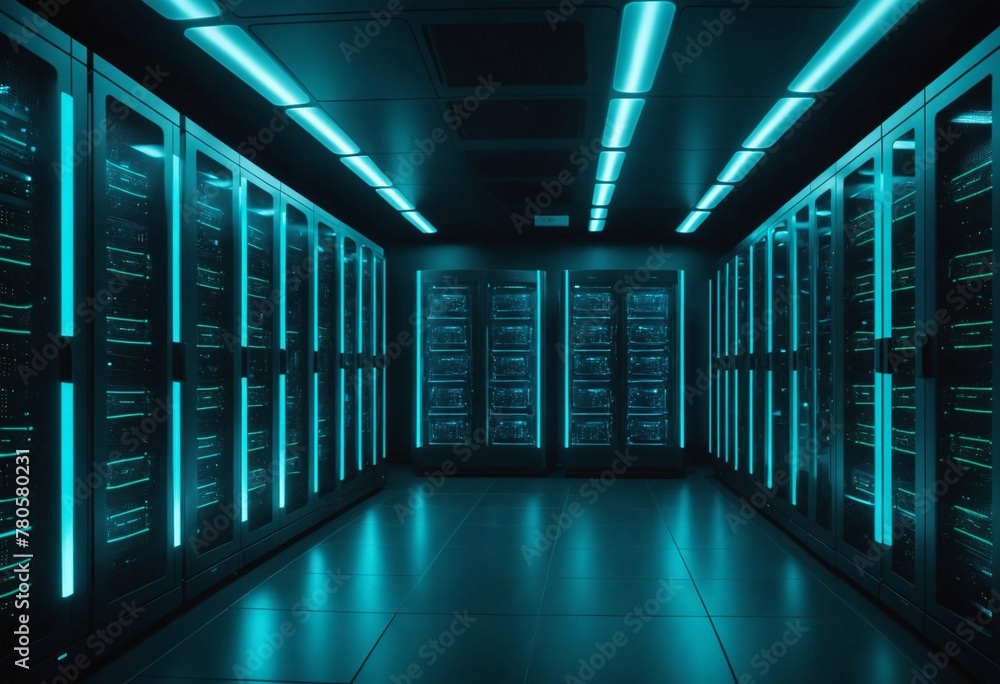 Futuristic server room design with advanced server racks for optimal ...