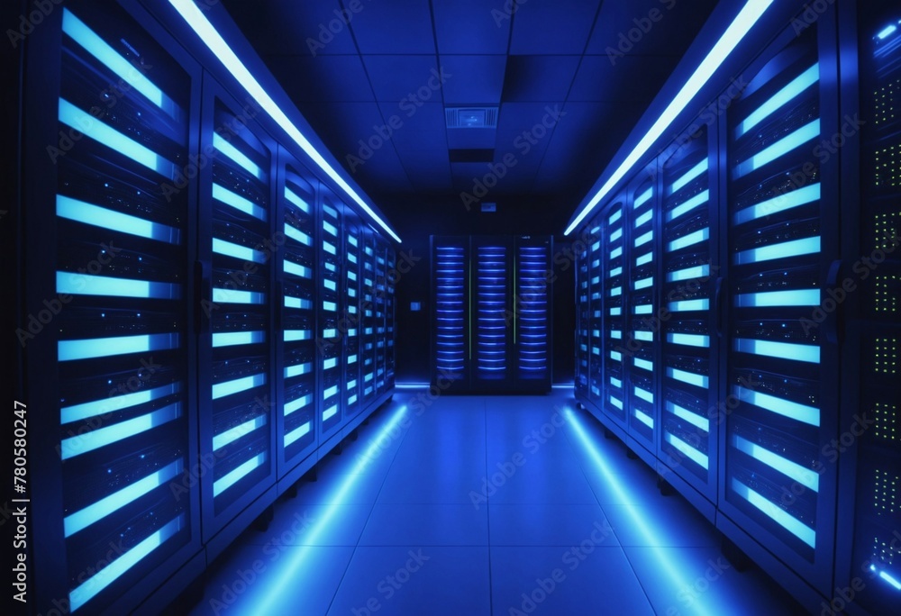 Futuristic server room design with advanced server racks for optimal ...