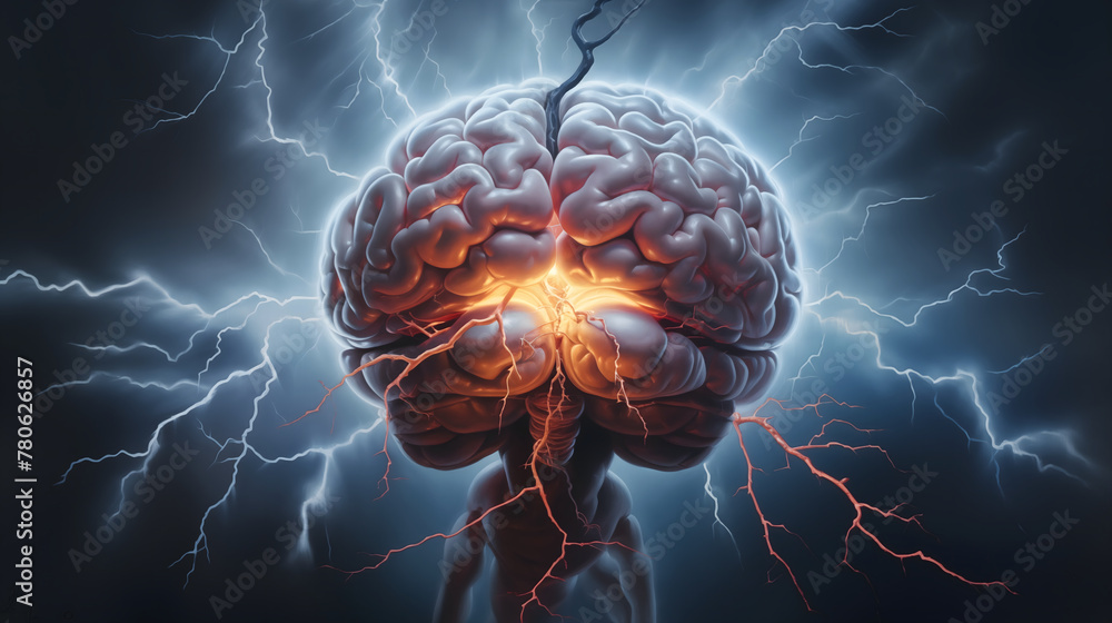 Human Brain Anatomy Scan in Blue: A 3D MRI Illustration Showing the ...