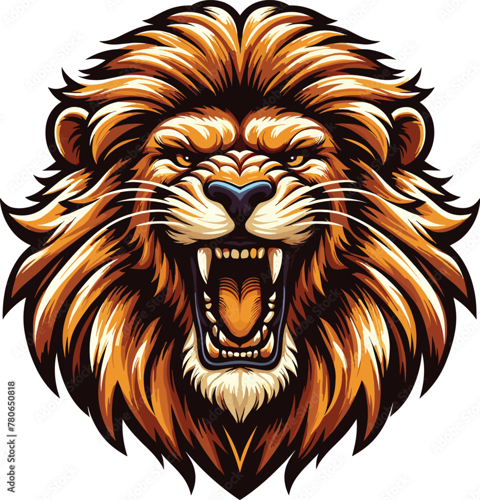 Adobe Illustrator Artwork angry roar Lion head vector illustration ...