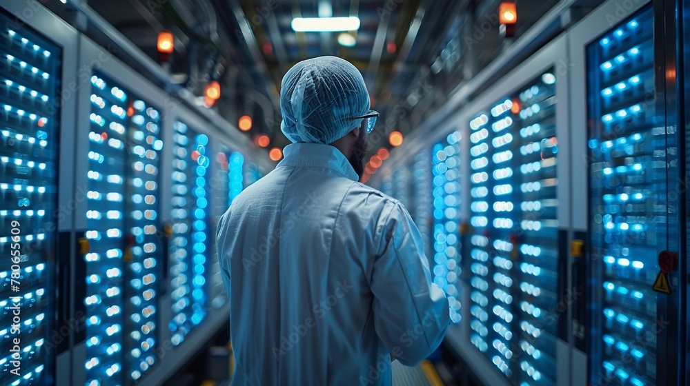 Capture a factory worker monitoring production processes with the help ...