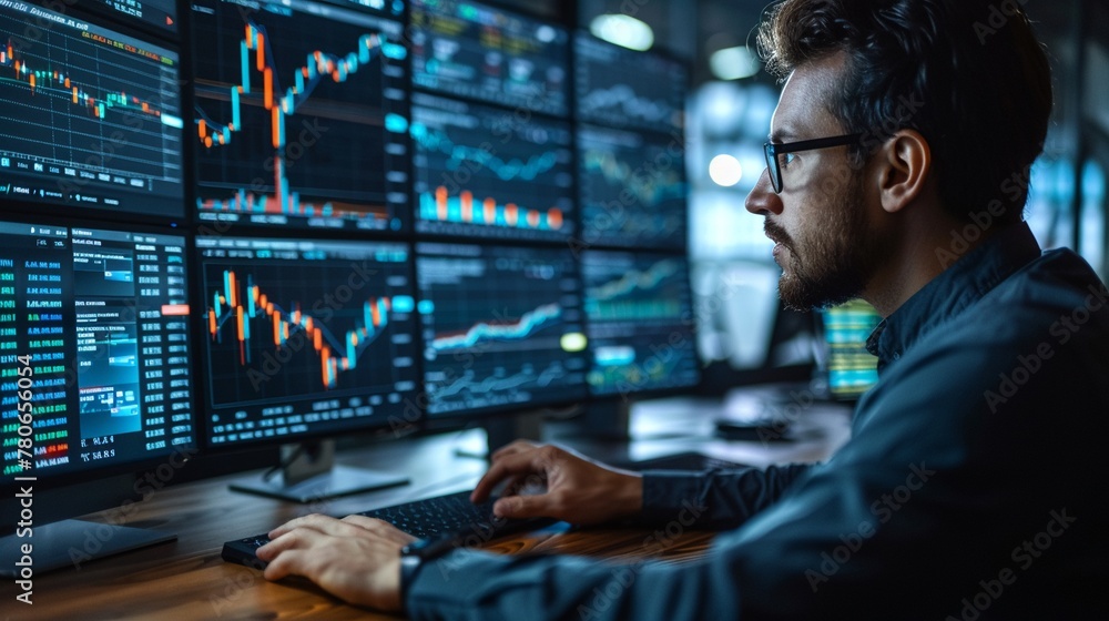 Document a financial analyst using AI-driven predictive analytics tools to forecast market ...