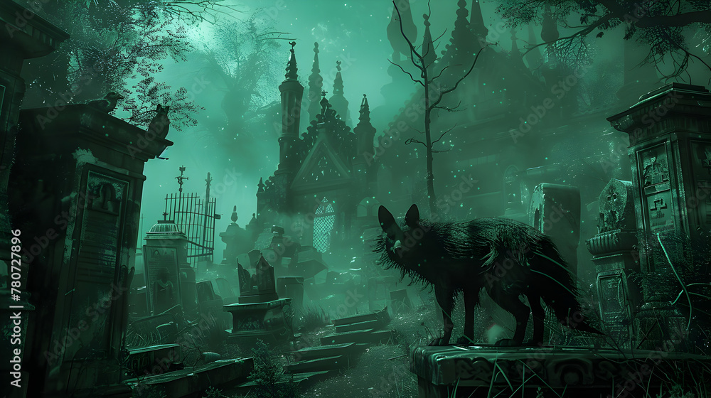 An eerie illustration of a Chupacabra casting a watchful eye over a ...