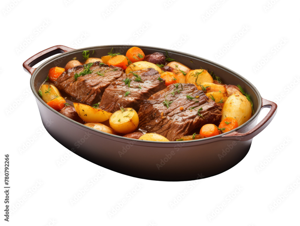 Beef Pot Roast isolated on transparent png background. Generative ai ...