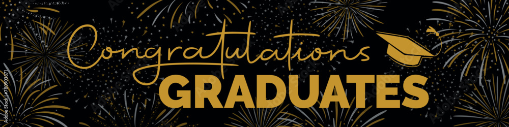 Congratulations graduates banner concept. Congrats graduates text with ...