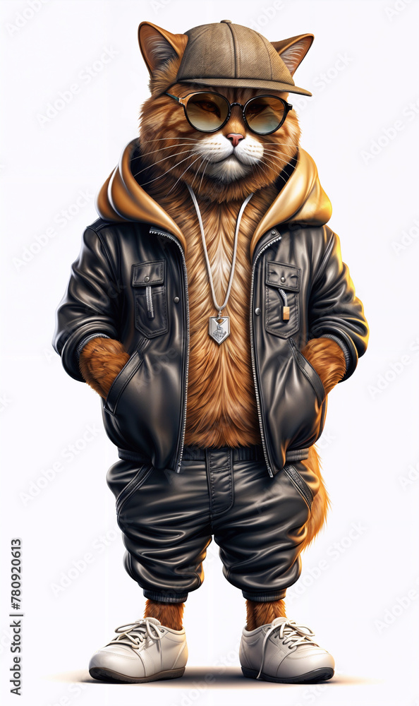 A Painting of a Mic Check Meowster: A Hip-Hop Cat Drips with Swag ...