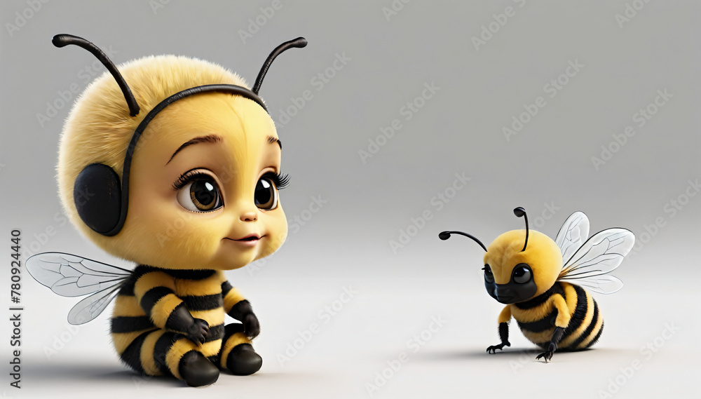 Baby bee with cute and chubby face. Baby insect, 3d render illustration ...