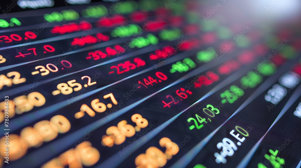 Detailed view of a cluster of numbers, showcasing financial data like ...