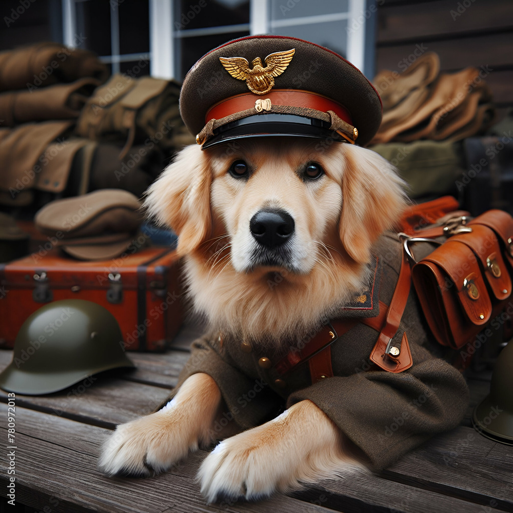 Anthropomorphic Portrait Serious Trained Pet Canine Dog Puppy Wearing ...