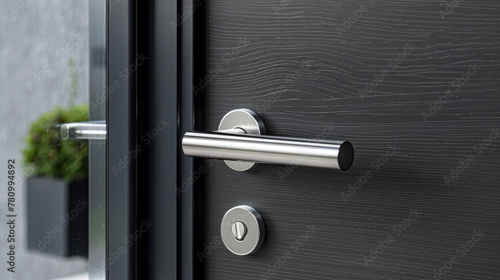 Showcasing a sleek brushed chrome door handle with an innovative latch ...