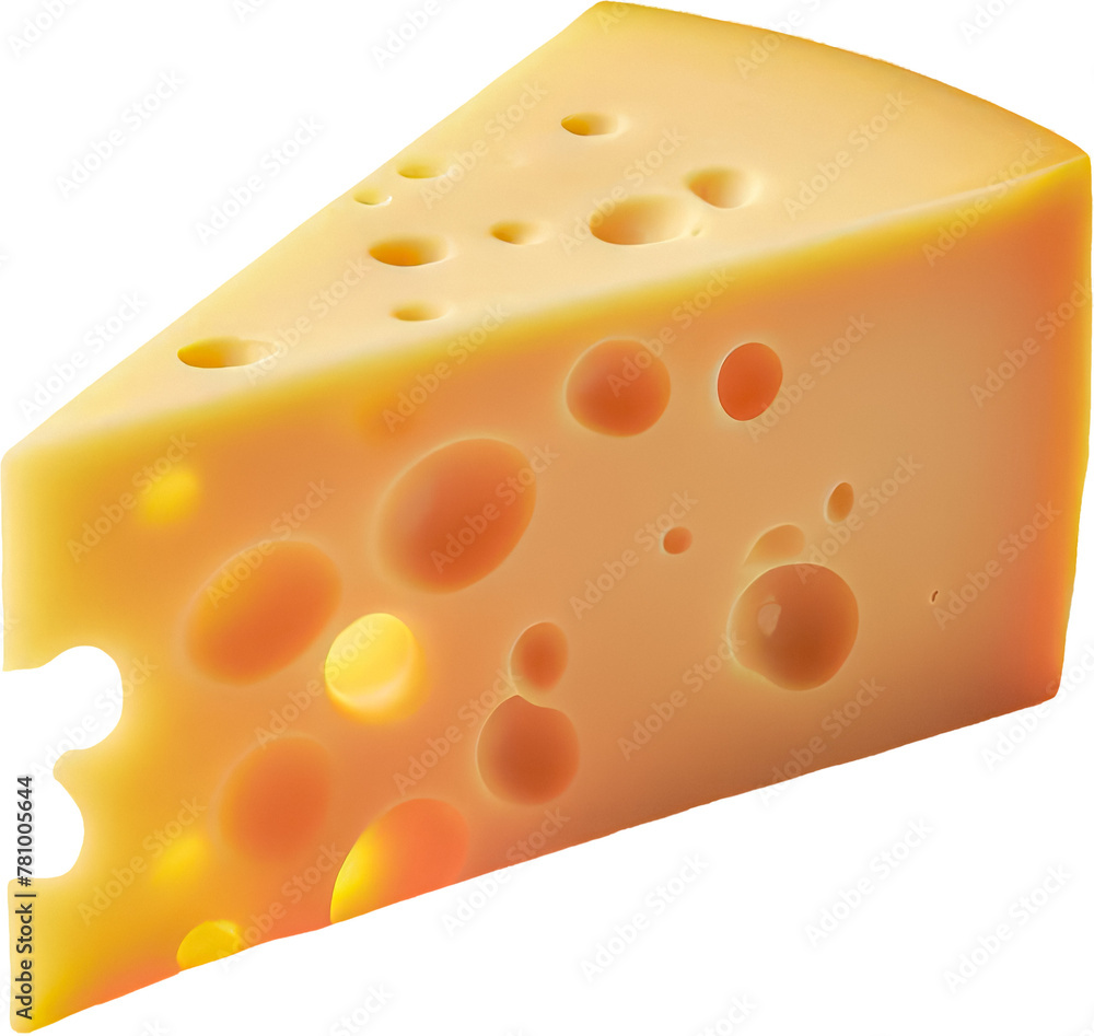 Emmental cheese wedge on a transparent background png Stock Photo ...