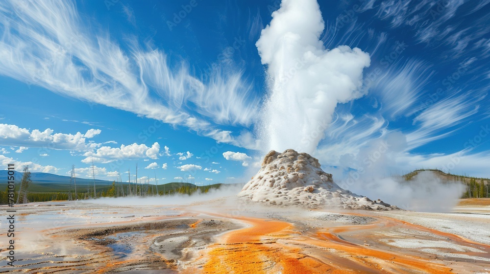 Geysers shoot hot water and steam into the air with great force. The ...