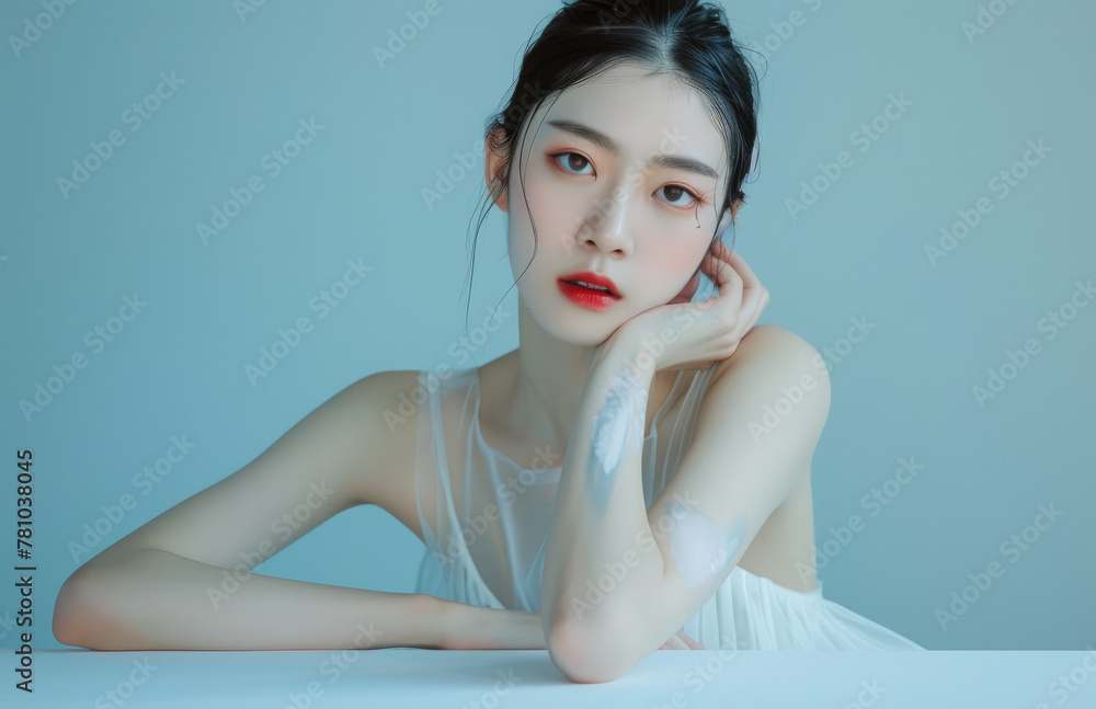 Beautiful Chinese female model in a photo shoot. She has exquisite ...