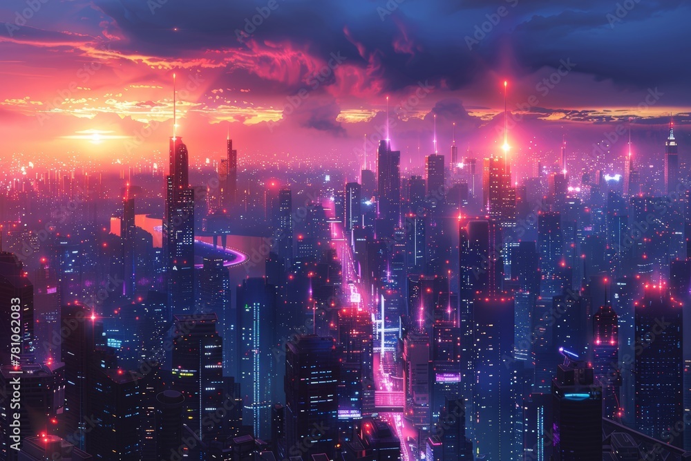 Graphic illustration of futuristic solar panels integrated into urban ...