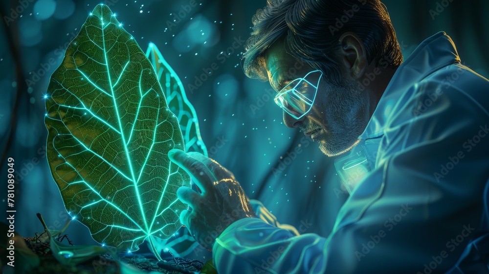Biology: A 3D vector illustration of a biologist examining a cross ...