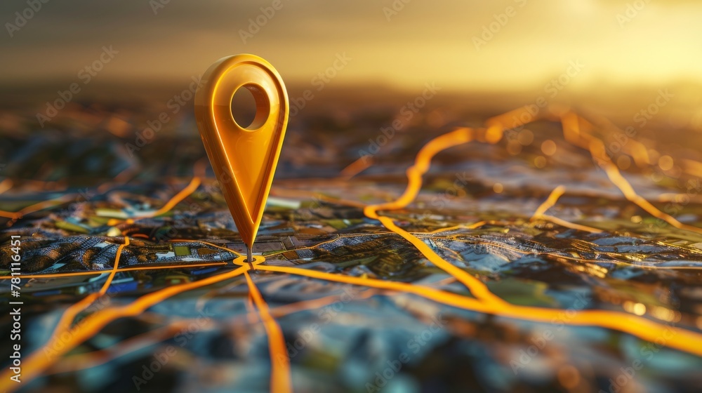 GPS Pointer on map. Yellow navigation Symbol. Element icon for Map ...