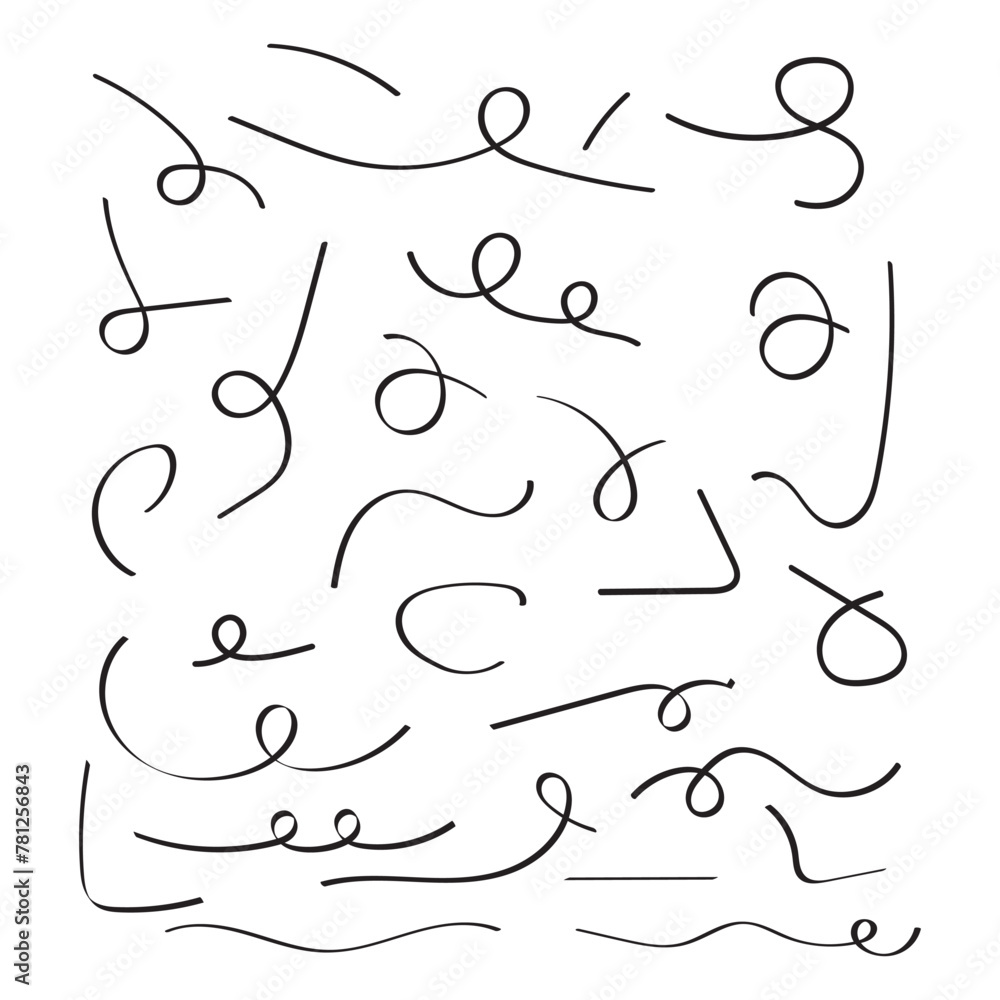 Hand drawn arrow and line element vector. Collection of doodle arrows ...