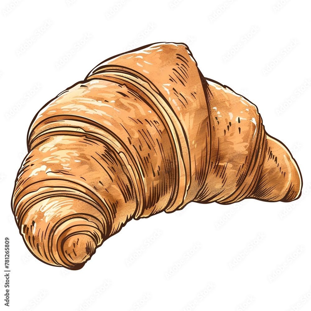 Graphical color croissant on white background, illustration generated ...