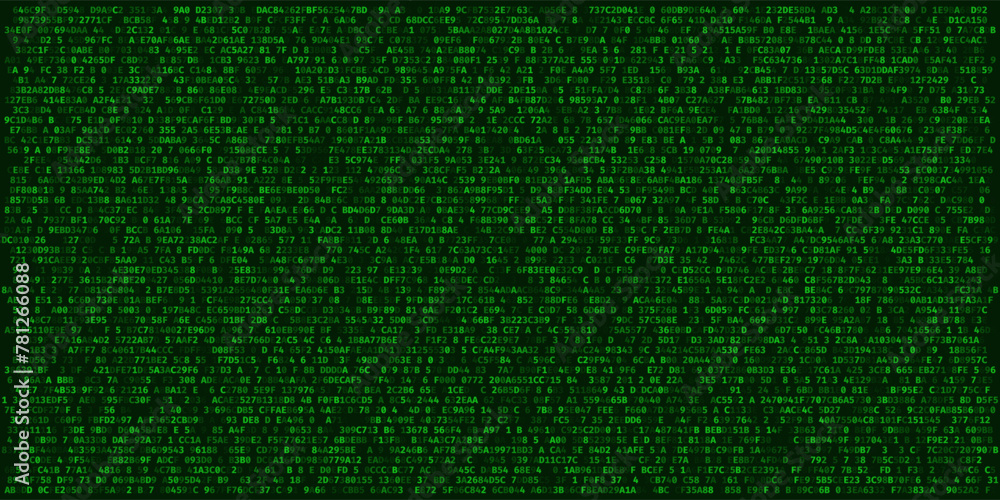 Abstract Green Matrix Code Technology Background. Binary Computer Code ...