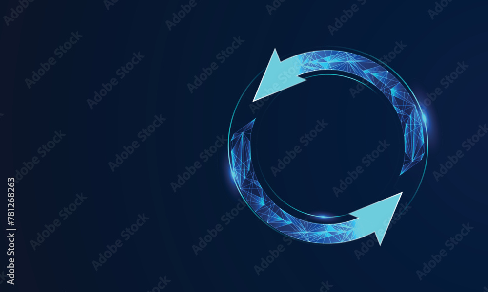 Abstract two arrows go around on a dark blue background. Digital ...