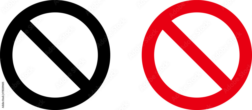 Sign forbidden. Icon symbol ban. Red circle sign stop entry ang slash ...