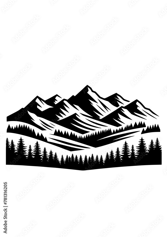 Mountains SVG, Cricut File, Silhouette Cut Files, Forest Landscape SVG ...