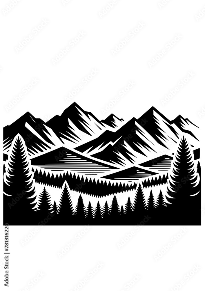 Mountains SVG, Cricut File, Silhouette Cut Files, Forest Landscape SVG ...