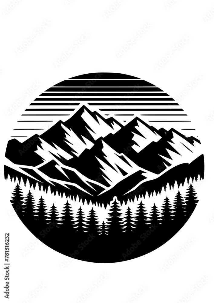 Mountains SVG, Cricut File, Silhouette Cut Files, Forest Landscape SVG ...