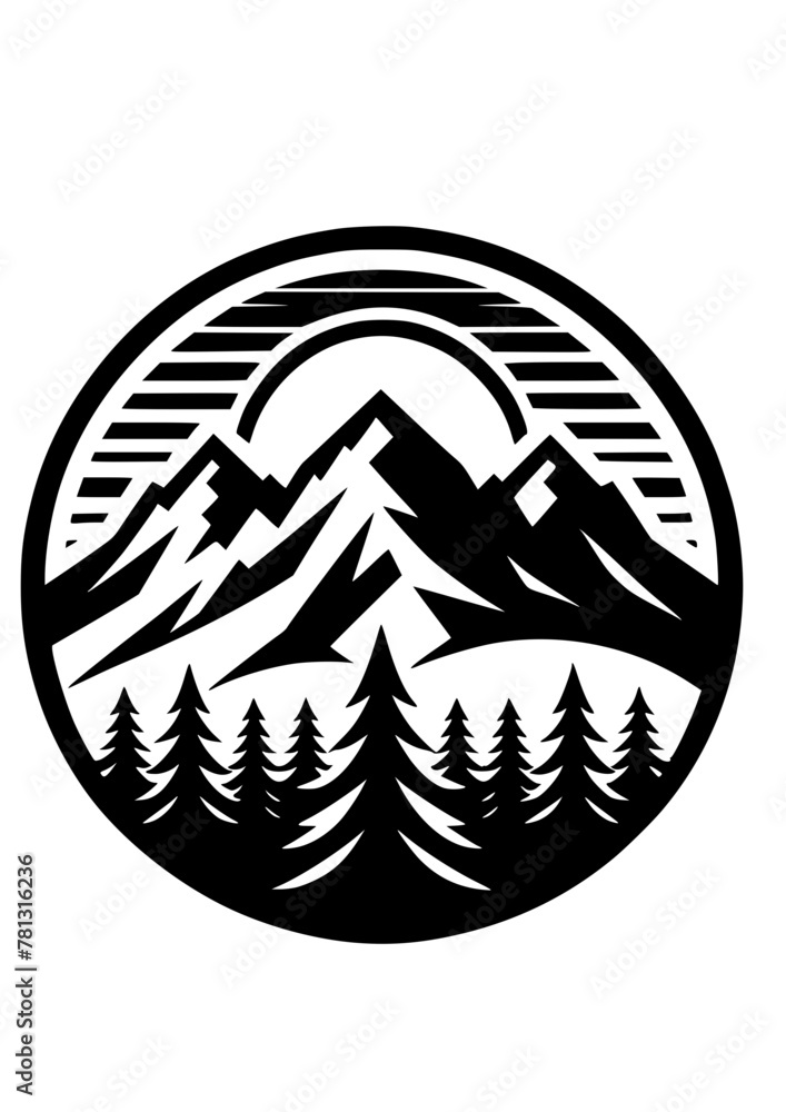 Mountains SVG, Cricut File, Silhouette Cut Files, Forest Landscape SVG ...