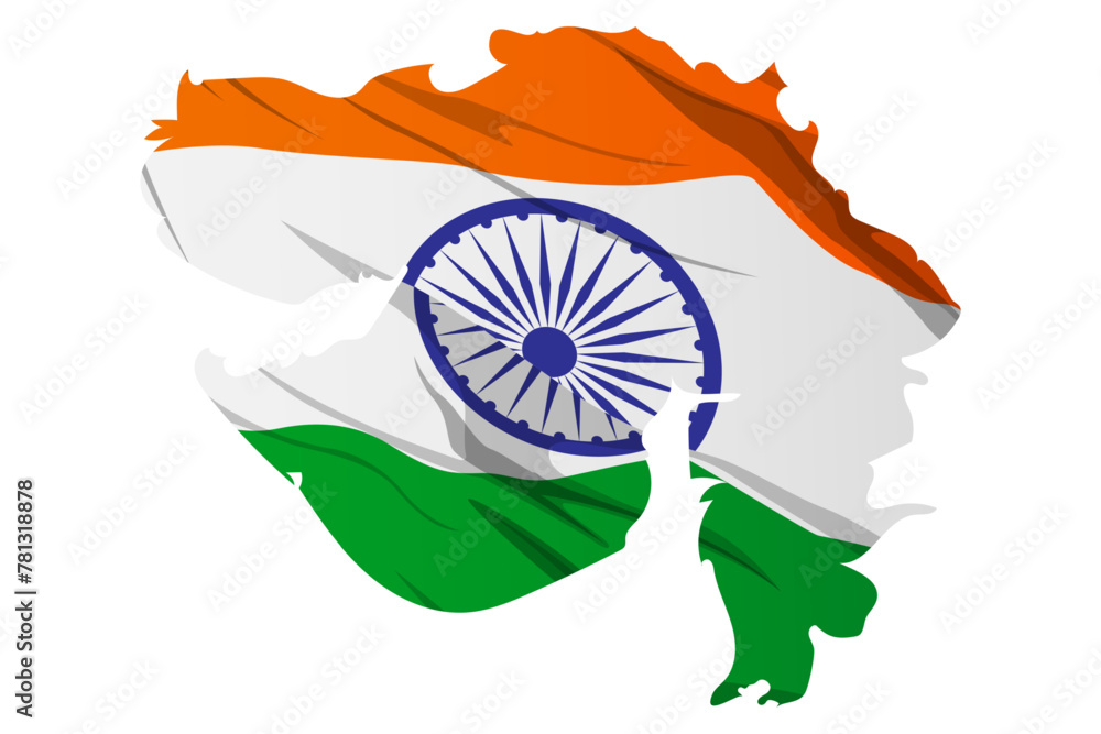Vector illustration of India flag in gujarat map on transparent ...
